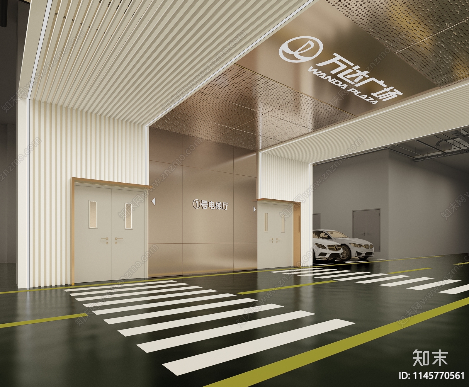 现代车库电梯间3d模型下载【id1145770561】知末3d模型网