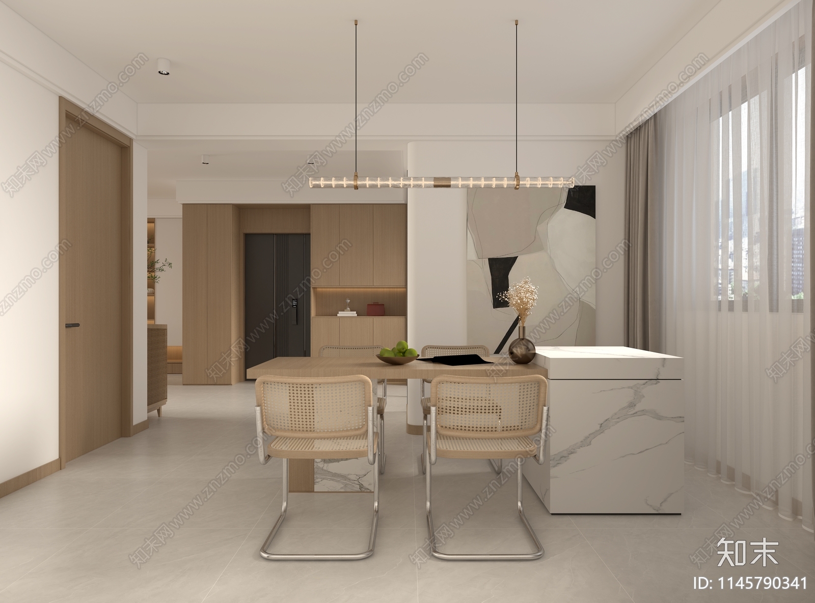 现代原木风客厅3d模型下载【id1145790341】知末3d模型网