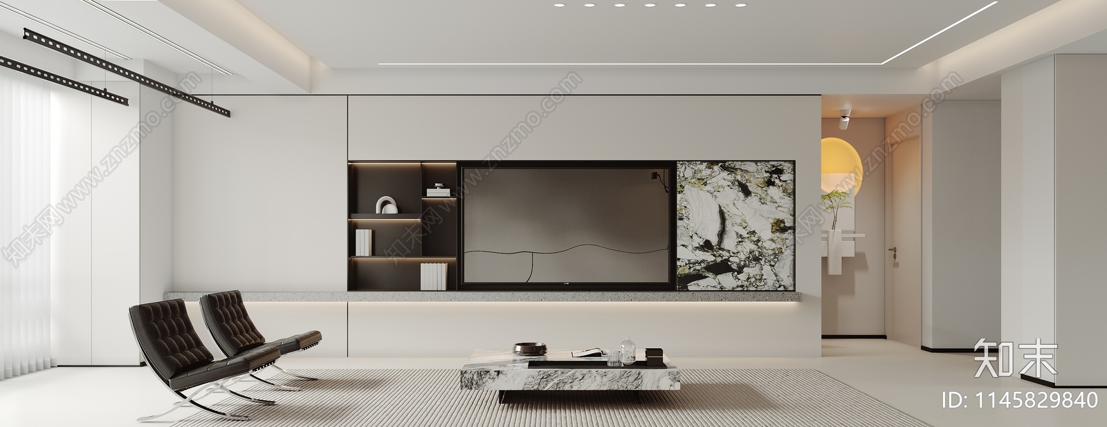 现代极简客餐厅3d模型下载【id1145829840】知末3d模型网