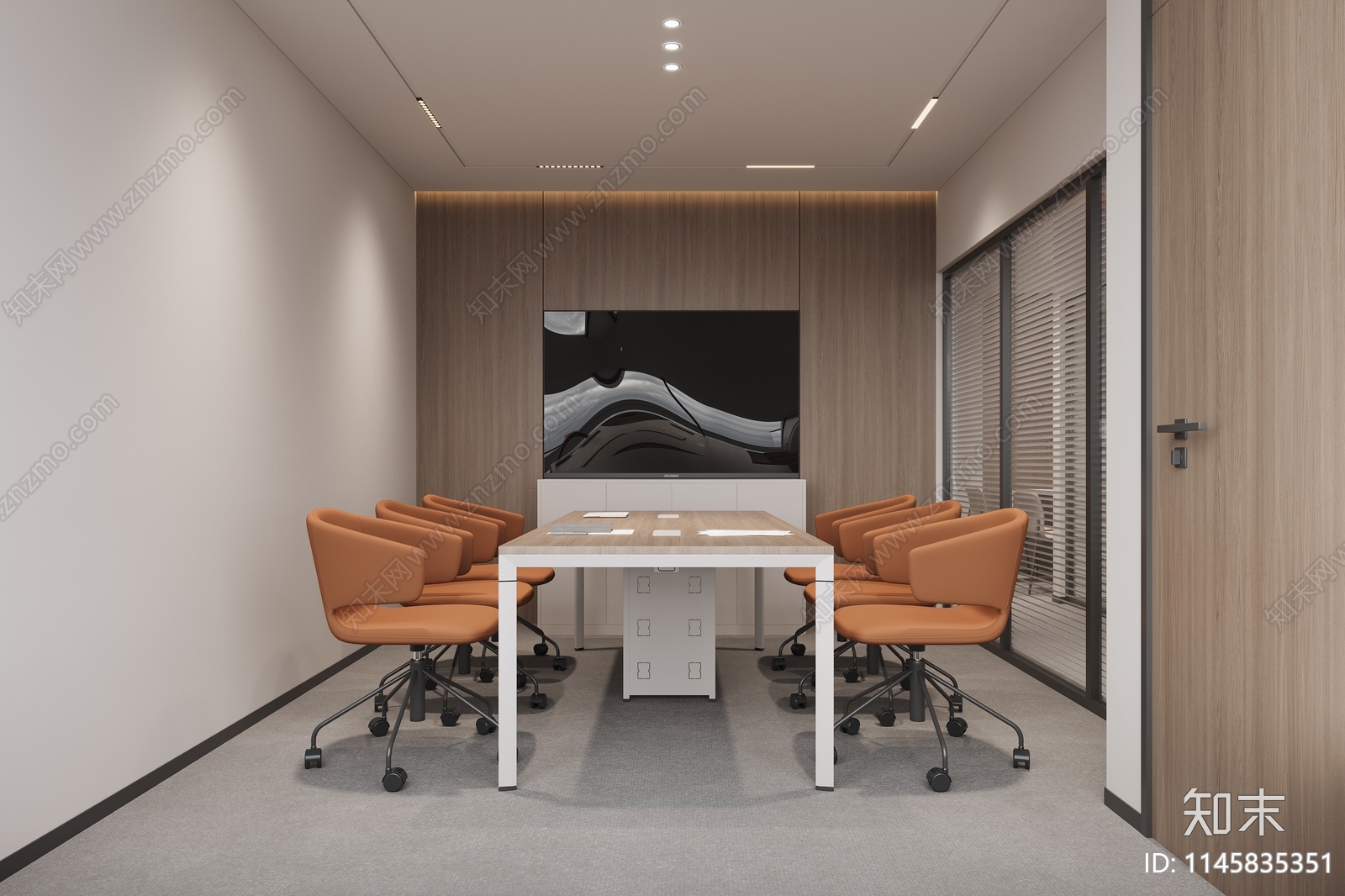 现代会议室3d模型下载【id1145835351】知末3d模型网