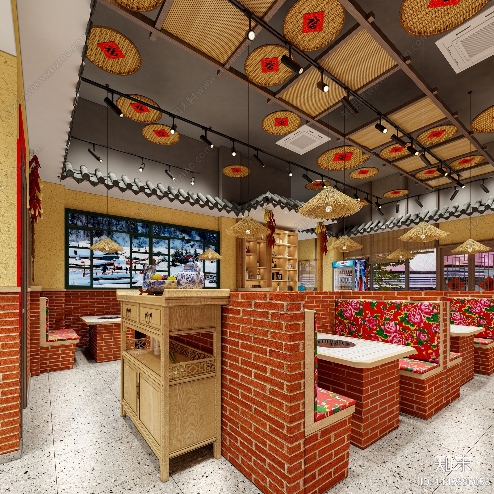 中式老东北铁锅炖火锅店3d模型下载【id1145896058】知末3d模型网