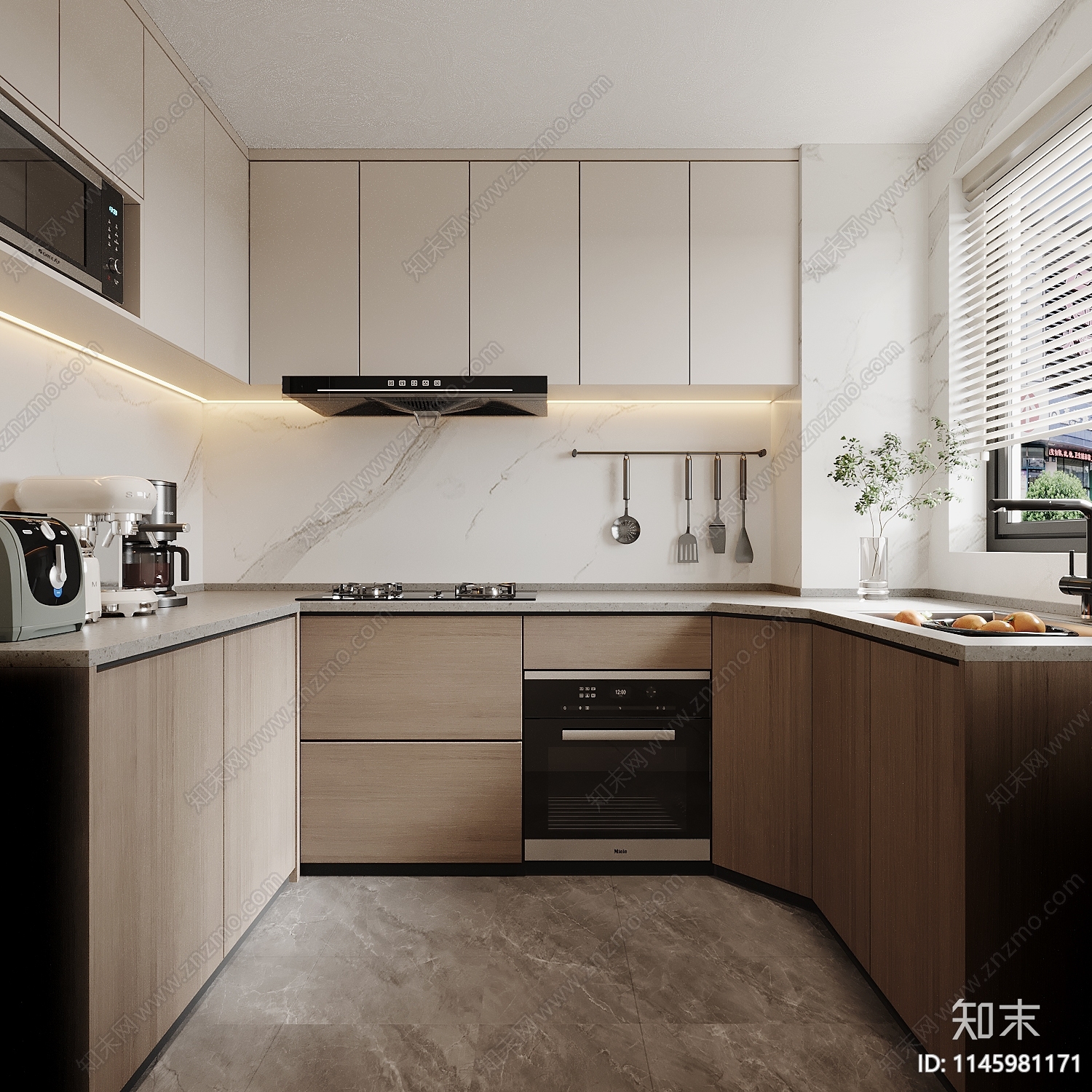 现代封闭式厨房3d模型下载【id1145981171】知末3d模型网