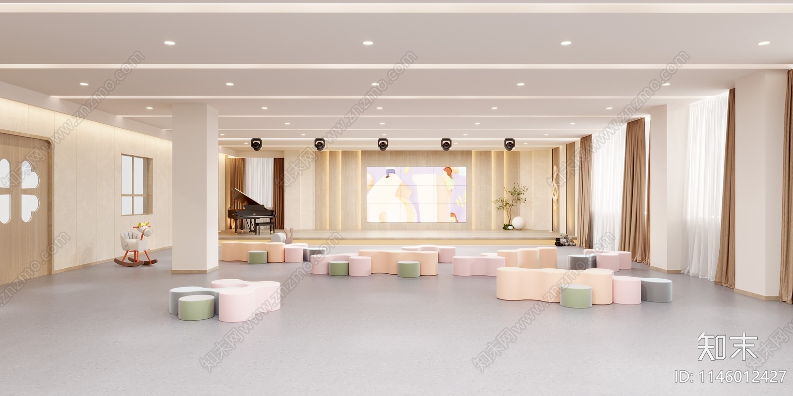 现代幼儿园3d模型下载【id1146012427】知末3d模型网