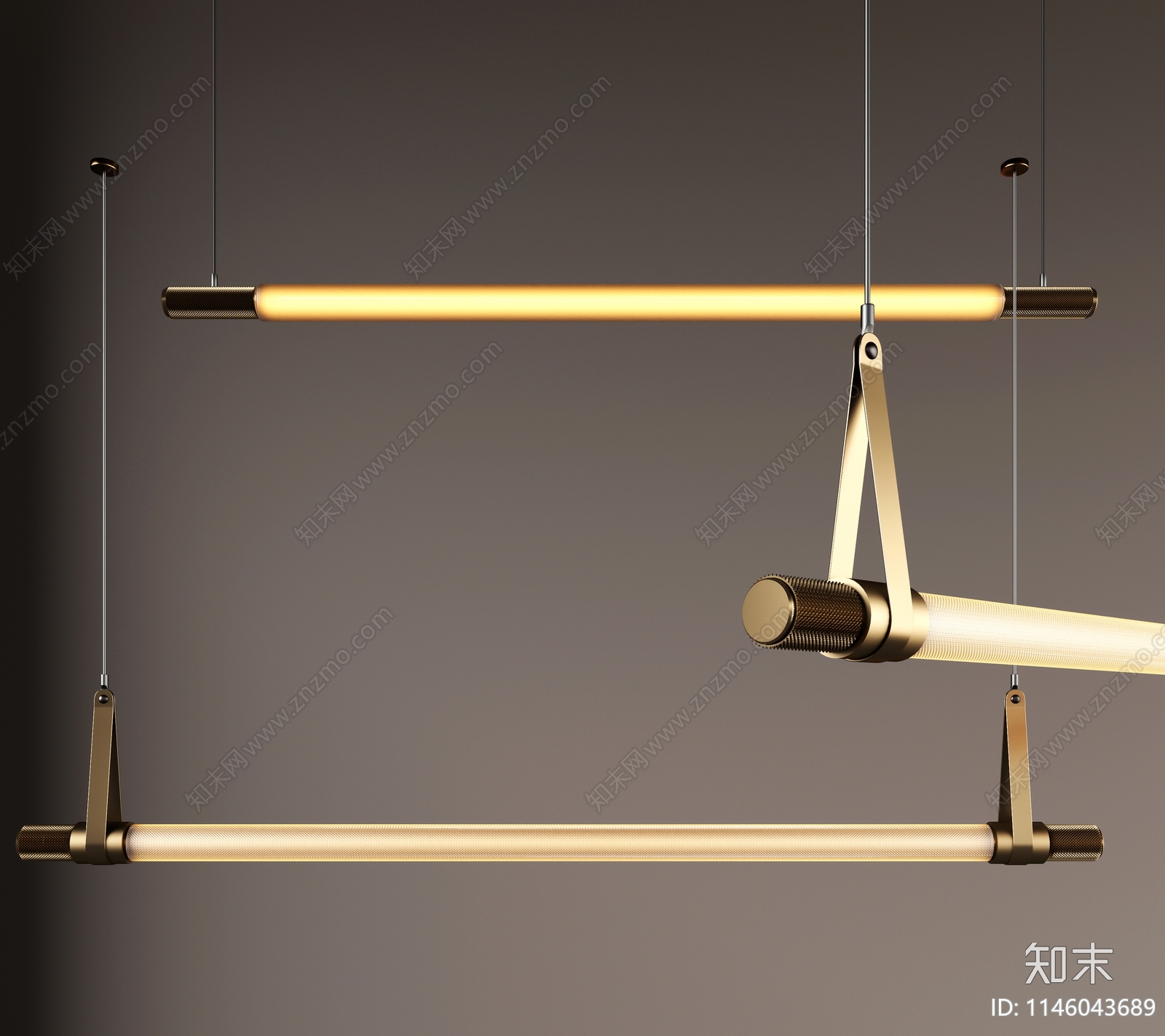 现代条形金属吊灯组合3d模型下载【id1146043689】知末3d模型网
