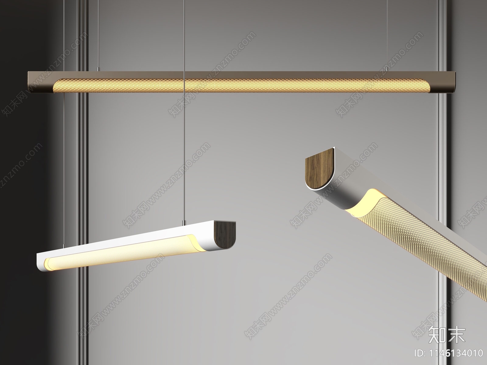 现代长条吊灯3d模型下载【id1146134010】知末3d模型网