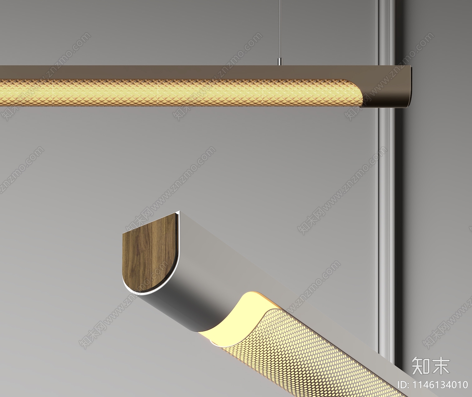 现代长条吊灯3d模型下载【id1146134010】知末3d模型网