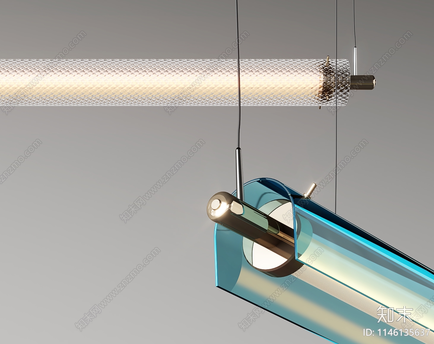 现代长条吊灯3d模型下载【id1146135637】知末3d模型网