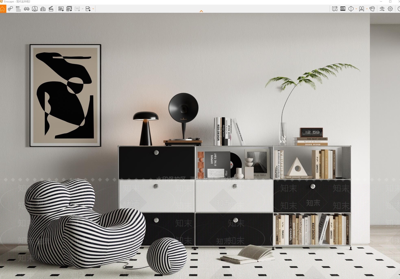 USM现代组合书柜SU模型下载【ID:1146172381】_知末su模型网