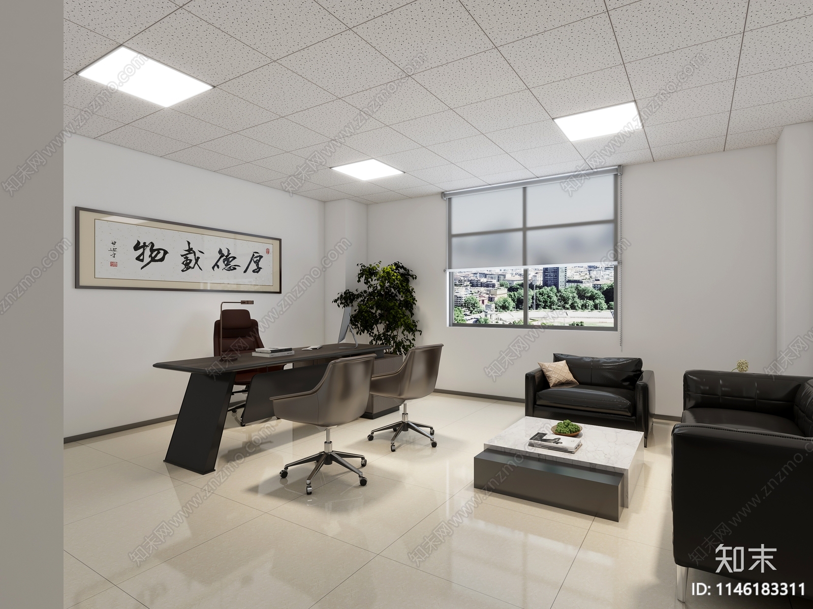 现代经理办公室3d模型下载【id1146183311】知末3d模型网