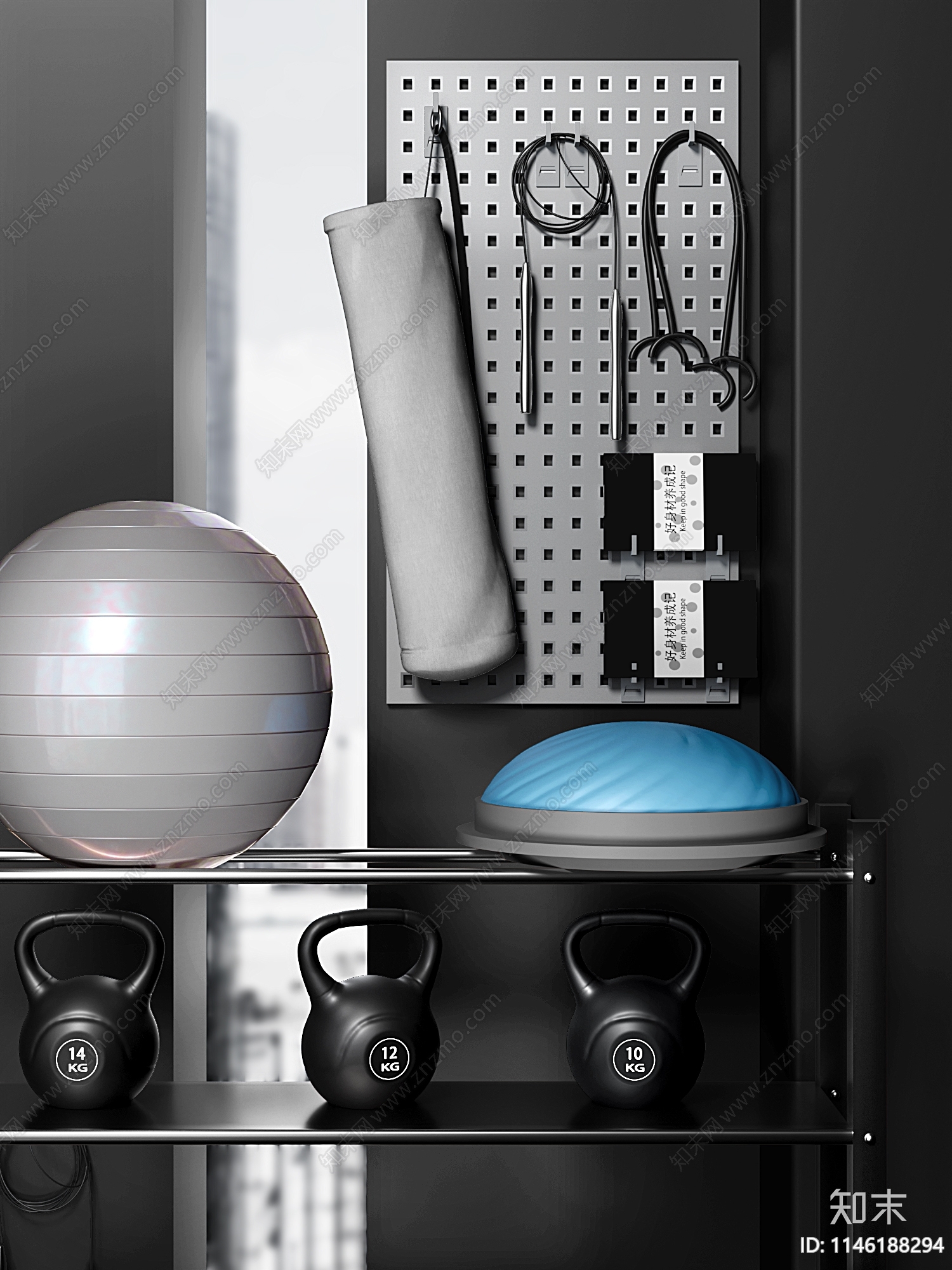 健身器材组合3d模型下载【id1146188294】知末3d模型网