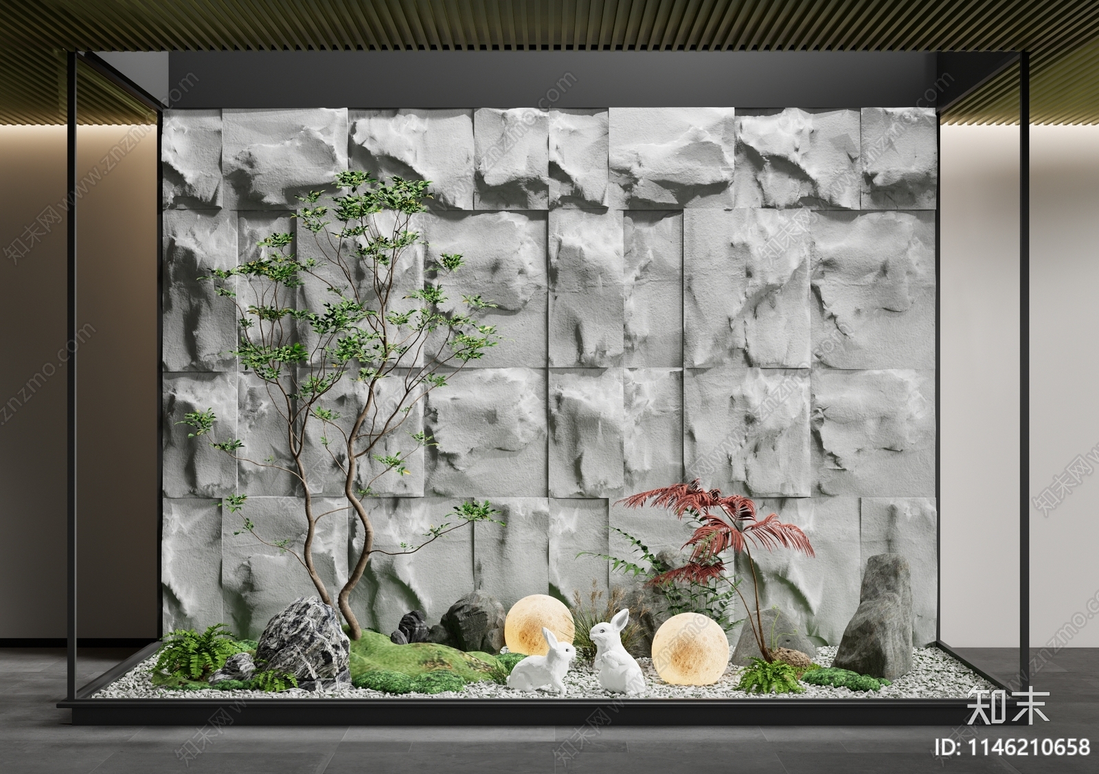 现代室内景观造景3d模型下载【id1146210658】知末3d模型网