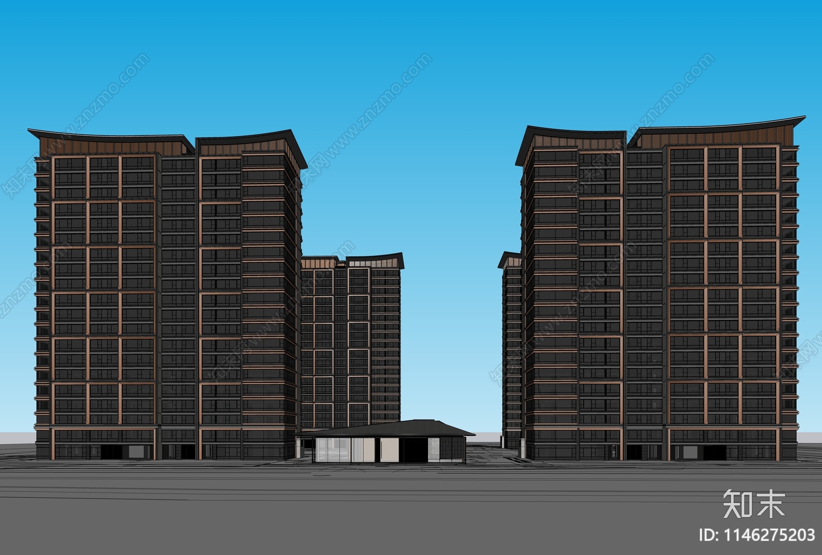 建发现代小区建筑su模型下载【id1146275203】知末su模型网