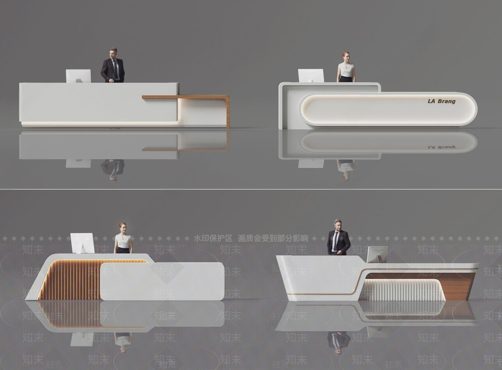 现代公司接待台SU模型下载【ID:1146304542】_知末su模型网