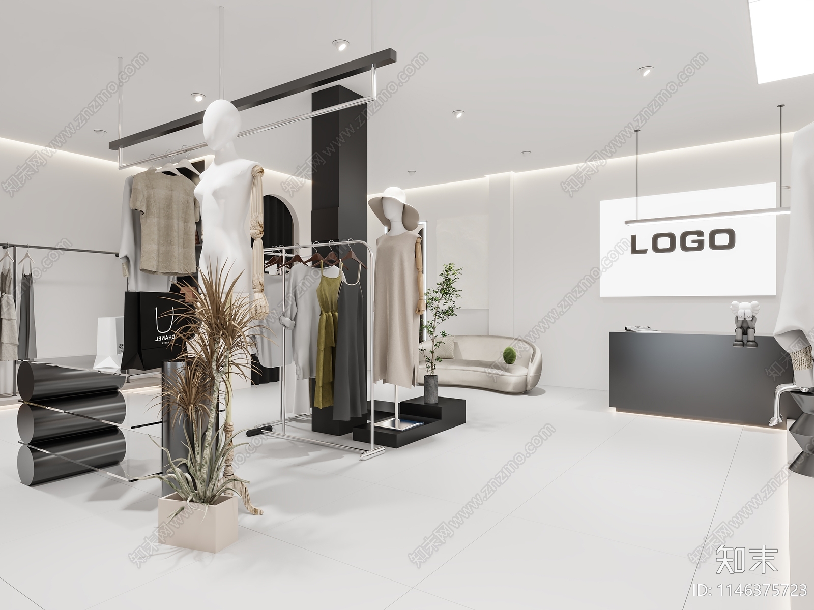 现代服装鞋店3d模型下载【id1146375723】知末3d模型网