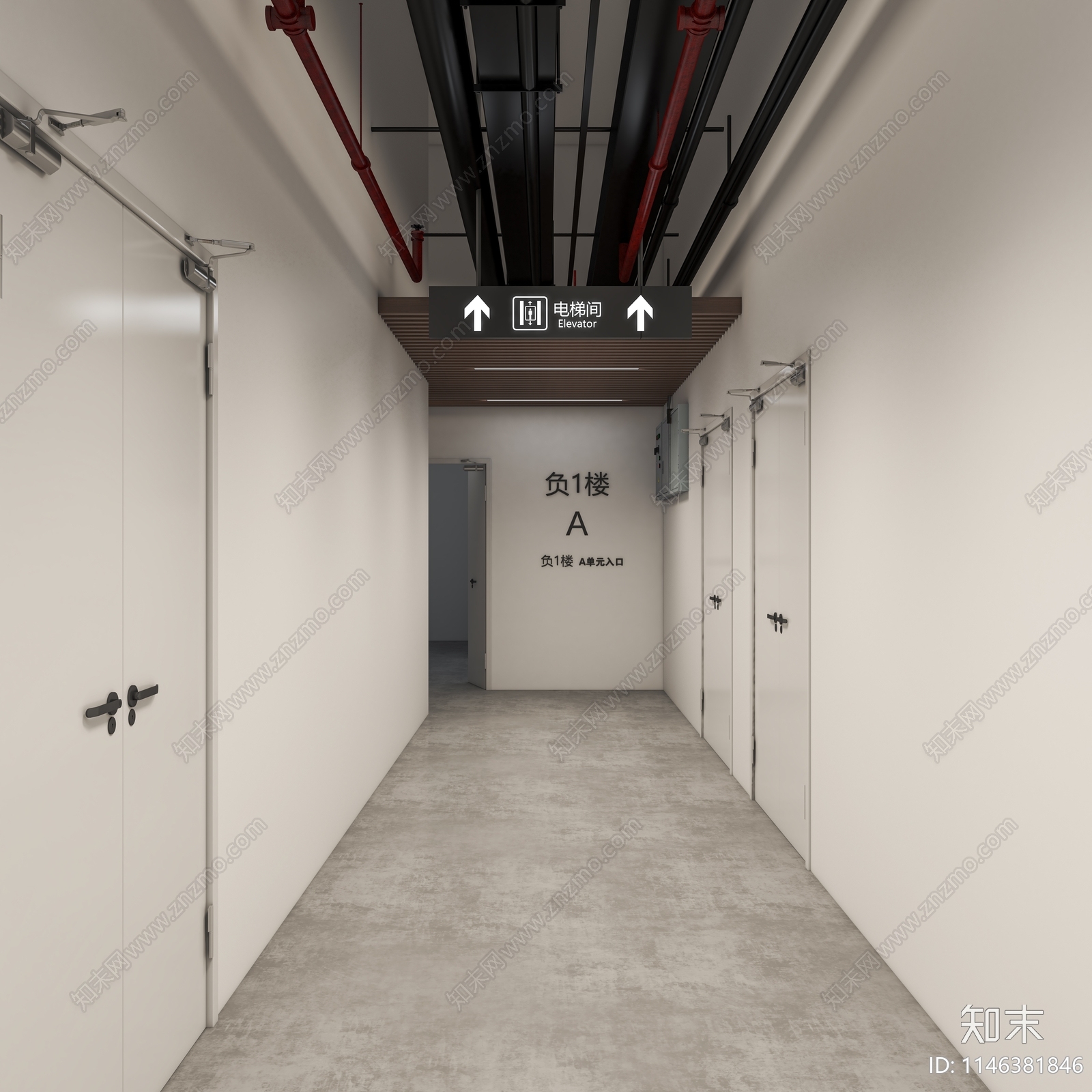 现代室内停车场3d模型下载【id1146381846】知末3d模型网
