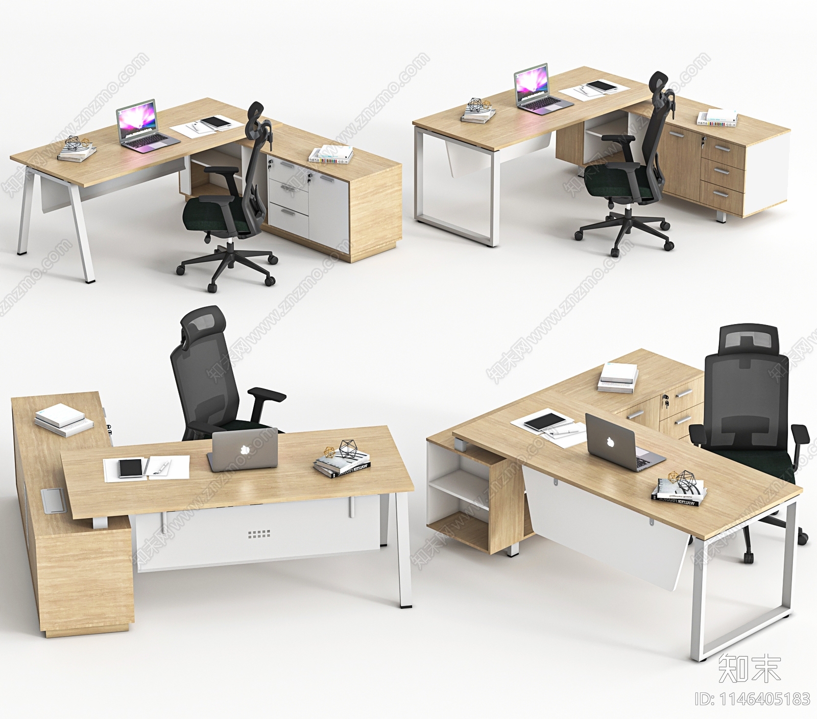 现代办公桌椅组合3d模型下载【id1146405183】知末3d模型网