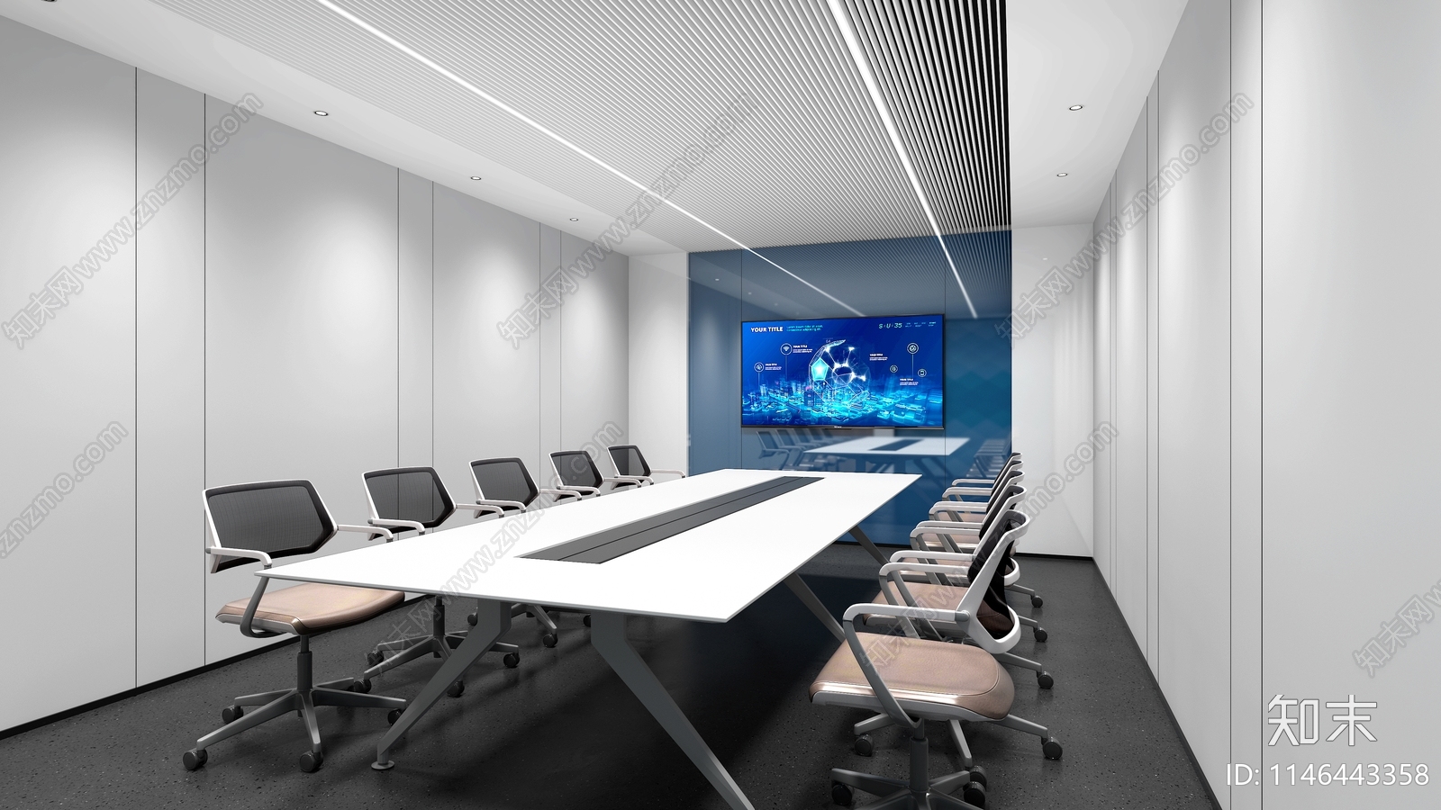 现代办公会议室3d模型下载【id1146443358】知末3d模型网