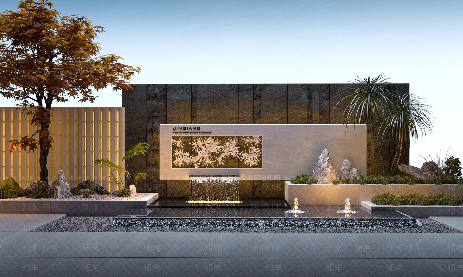 现代叠水景墙3D模型下载【ID:1146569282】_知末3d模型网