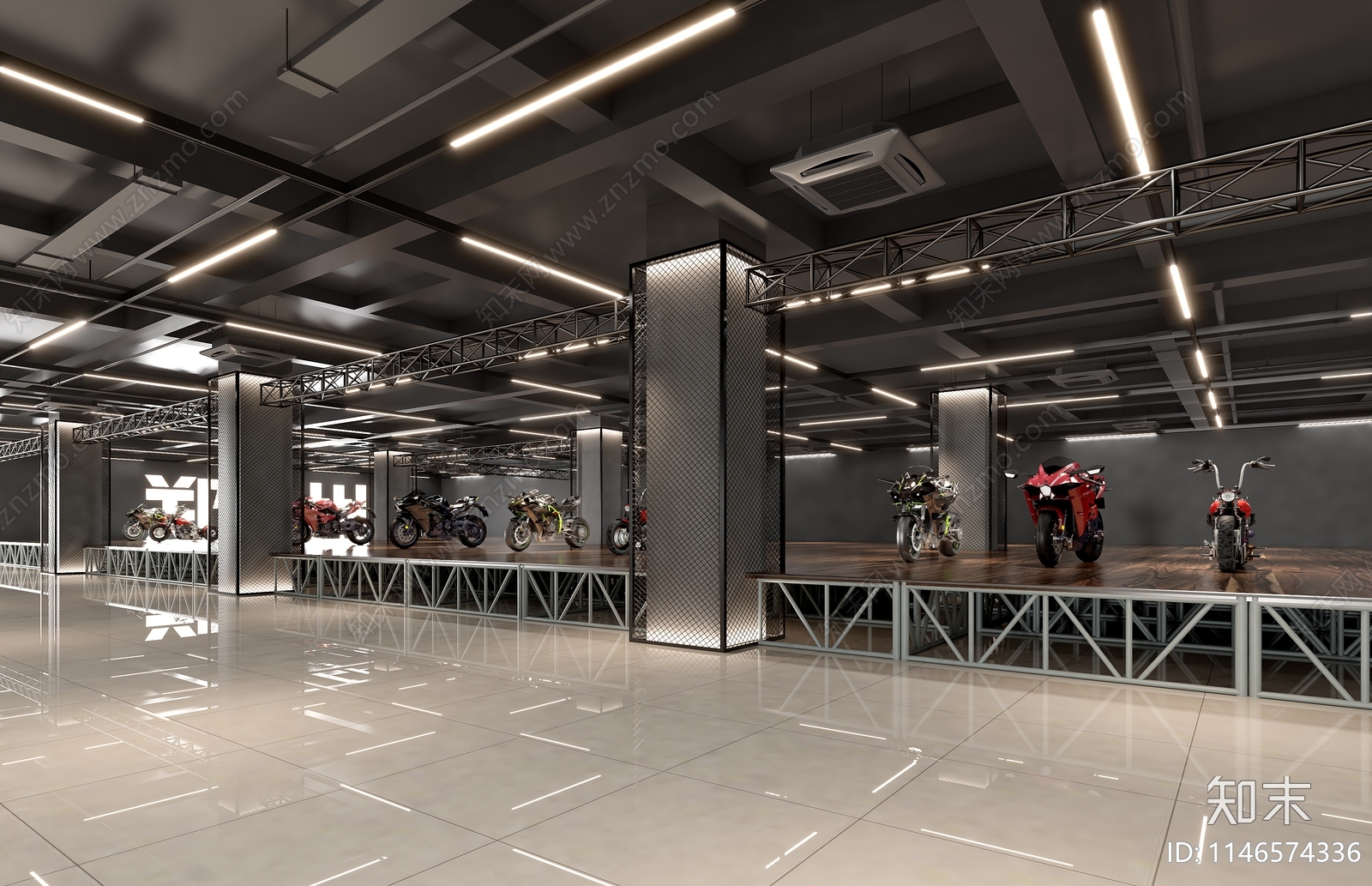 现代汽车摩托车展厅3d模型下载【id1146574336】知末3d模型网