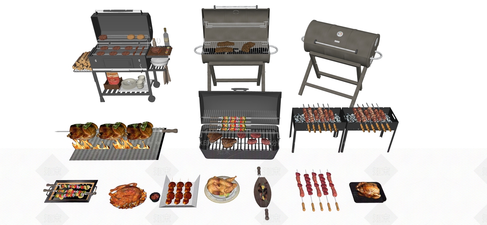 现代烧烤架SU模型下载【ID:1146604909】_知末su模型网