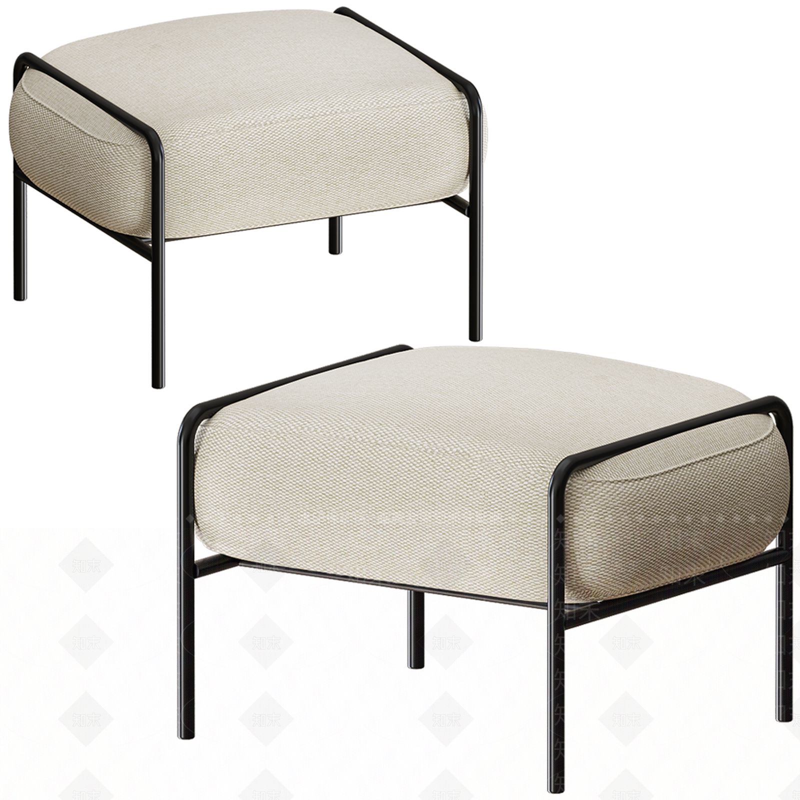 LAIME现代布艺沙发凳3D模型下载【ID:1146635125】_知末3d模型网