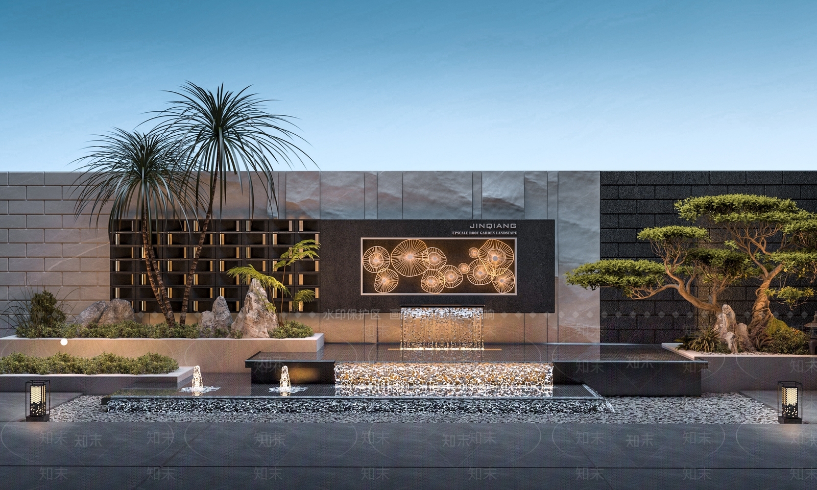 现代叠水景墙3D模型下载【ID:1146642344】_知末3d模型网