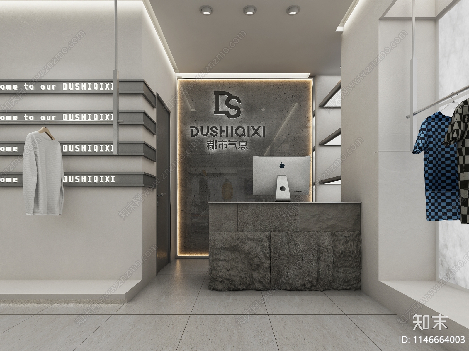 现代服装鞋店3d模型下载【id1146664003】知末3d模型网