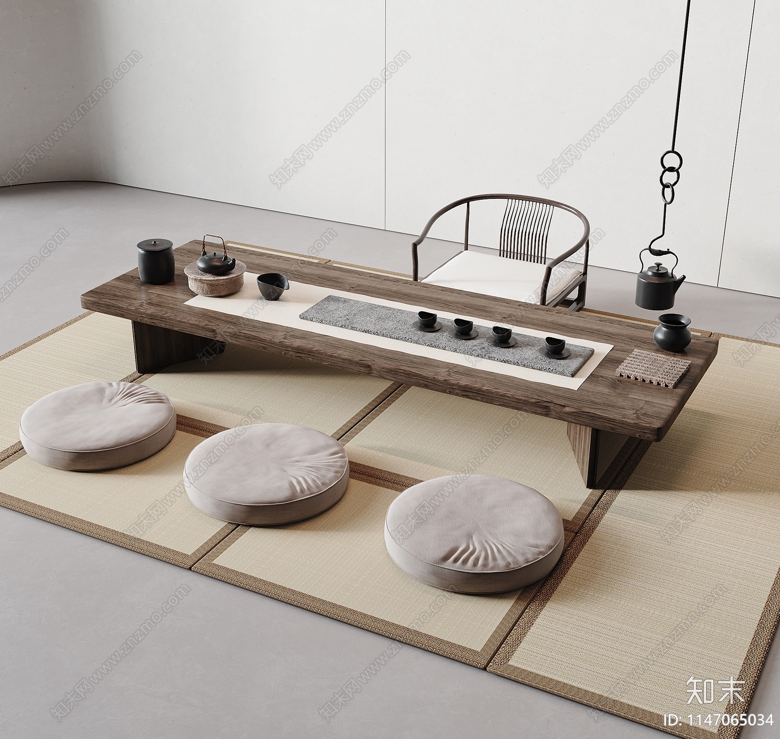日式榻榻米茶桌椅组合3d模型下载【id1147065034】知末3d模型网