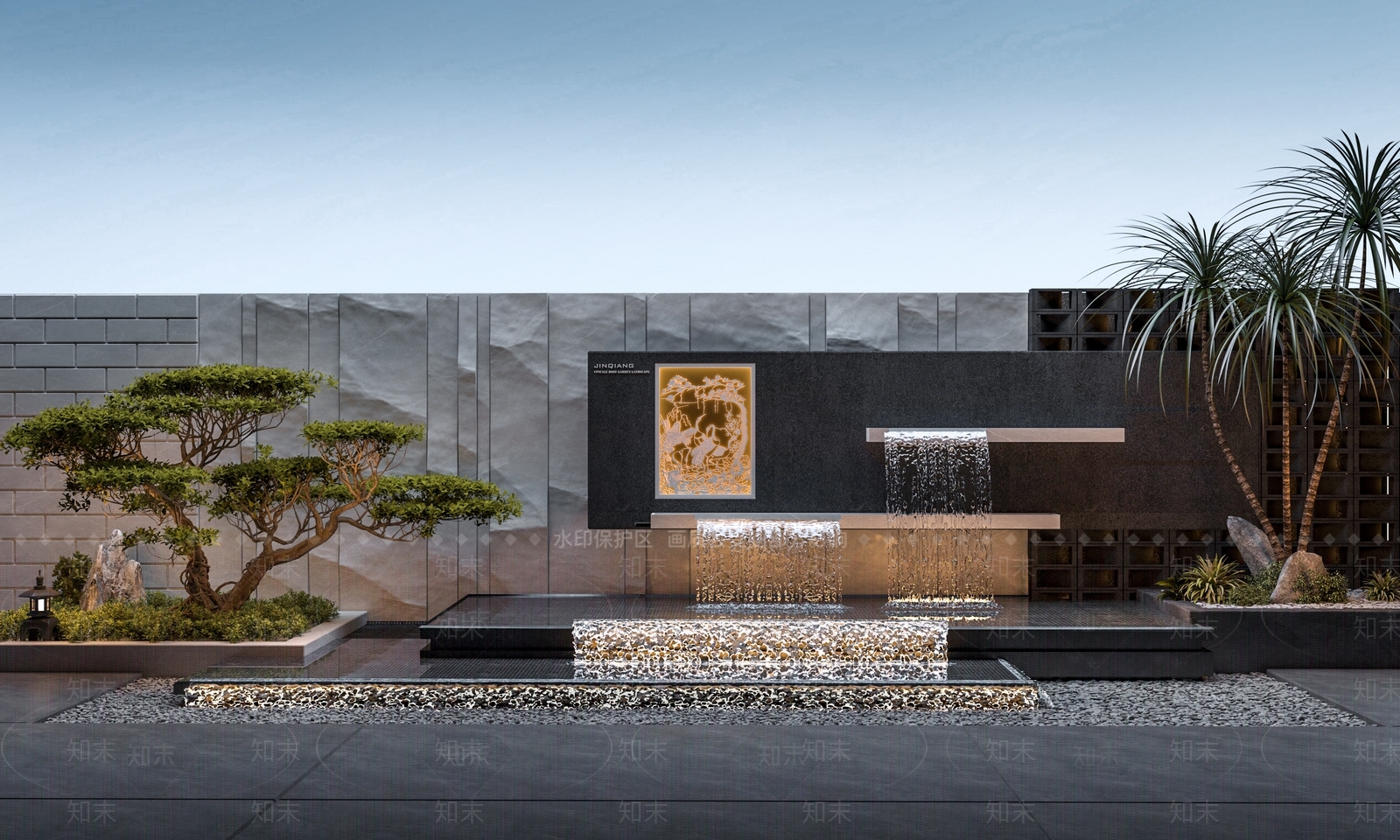 现代水景墙3D模型下载【ID:1147033622】_知末3d模型网