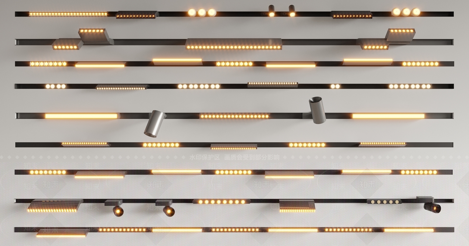 磁吸灯轨道灯3D模型下载【ID:1147404940】_知末3d模型网