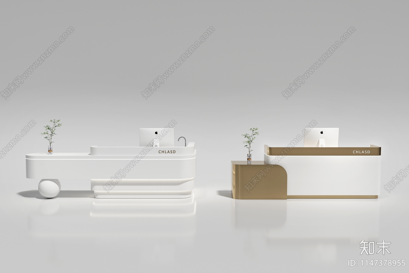 现代简约前台3d模型下载【id1147378955】知末3d模型网