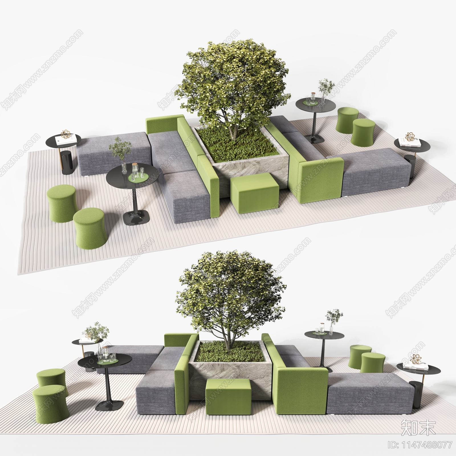 现代休闲区景观座椅组合3d模型下载【id1147488077】知末3d模型网