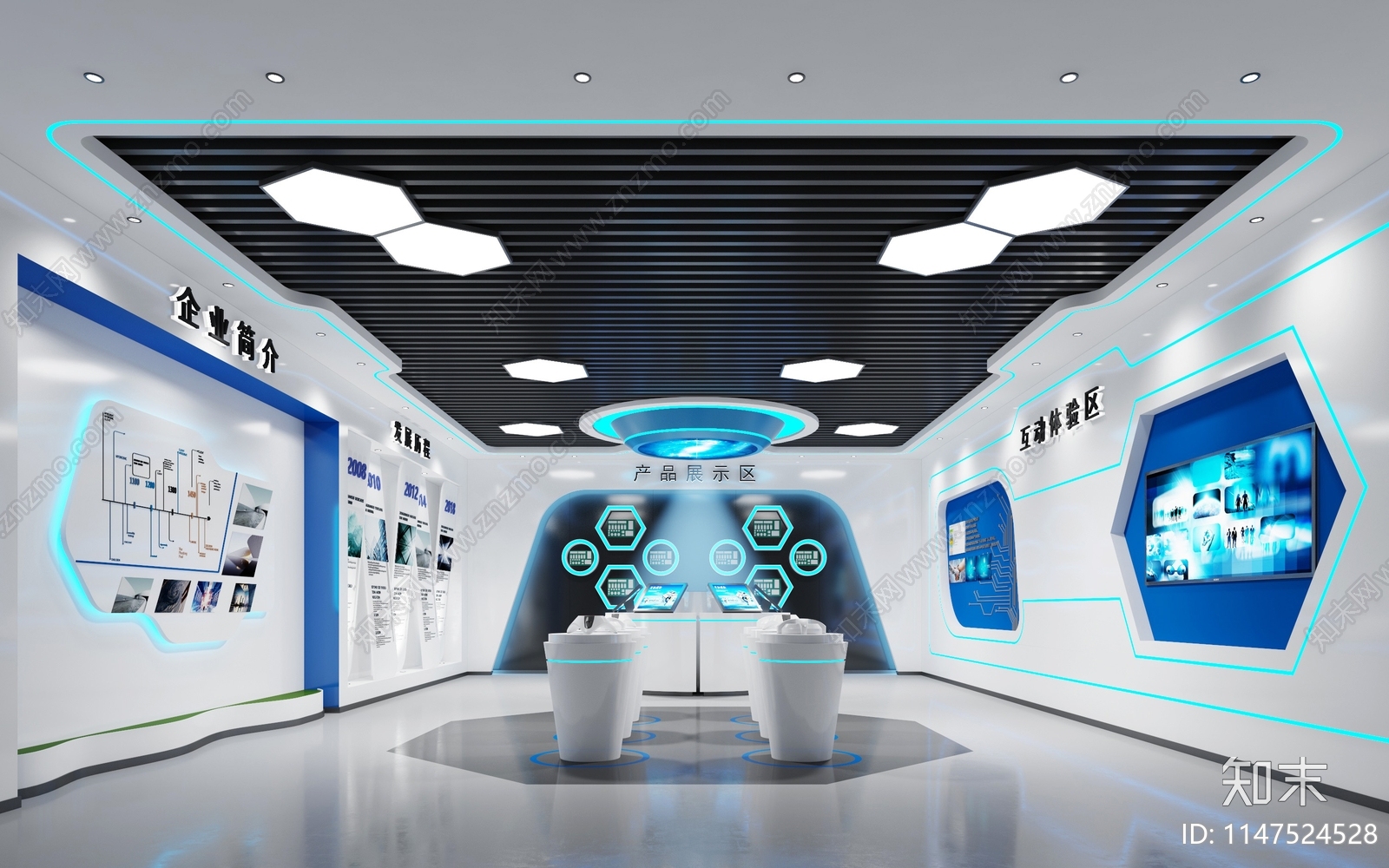 现代企业科技展厅3d模型下载【id1147524528】知末3d模型网