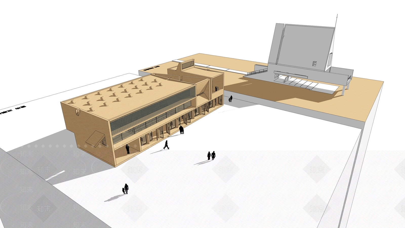 现代图书馆SU模型下载【ID:1147619893】_知末su模型网
