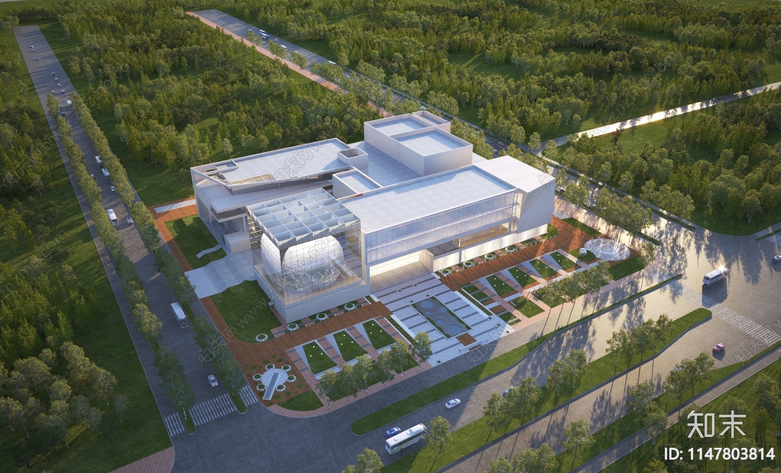 现代办公楼建筑鸟瞰3d模型下载【id1147803814】知末3d模型网