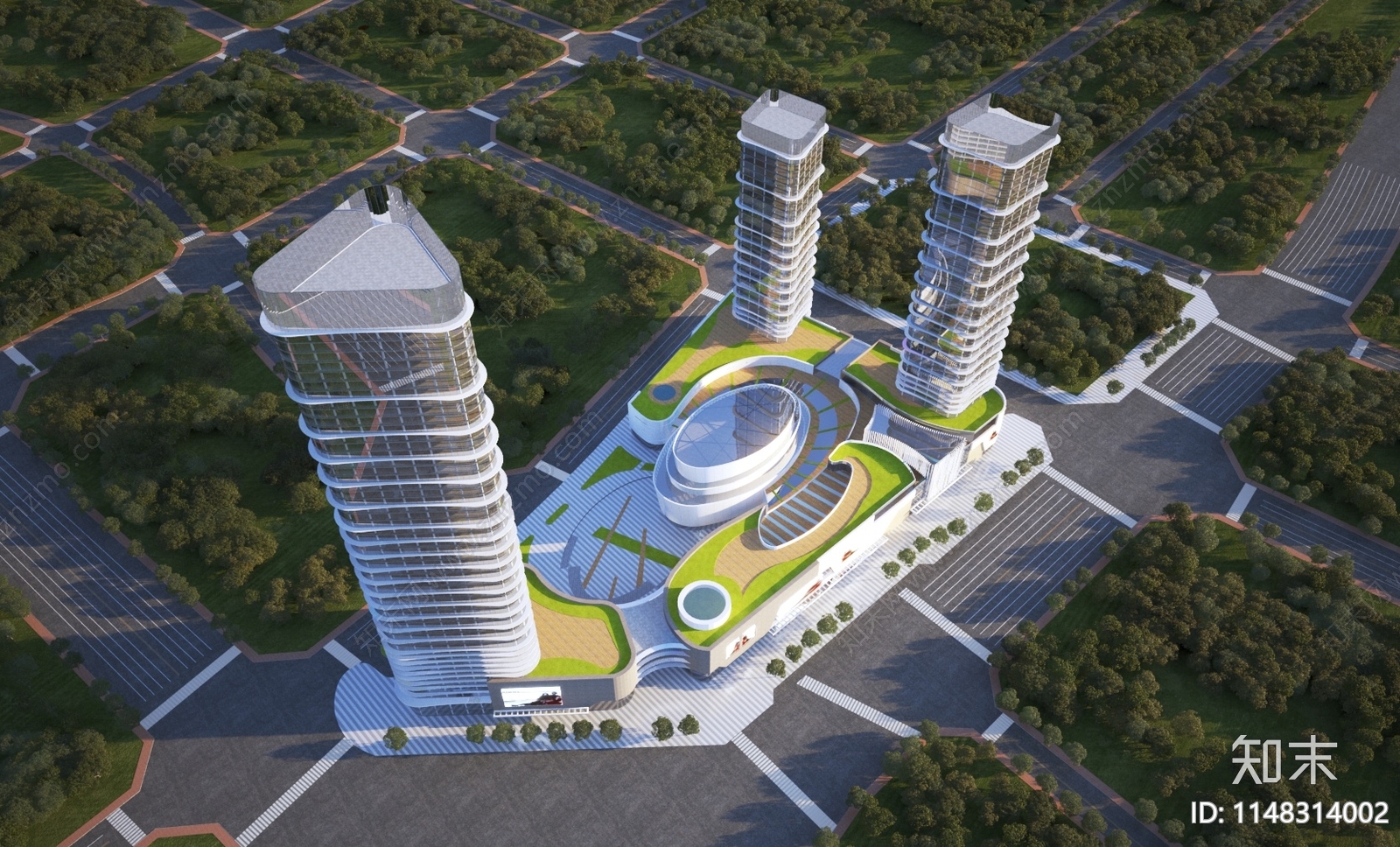 现代办公楼商业建筑综合体3d模型下载【id1148314002】知末3d模型网