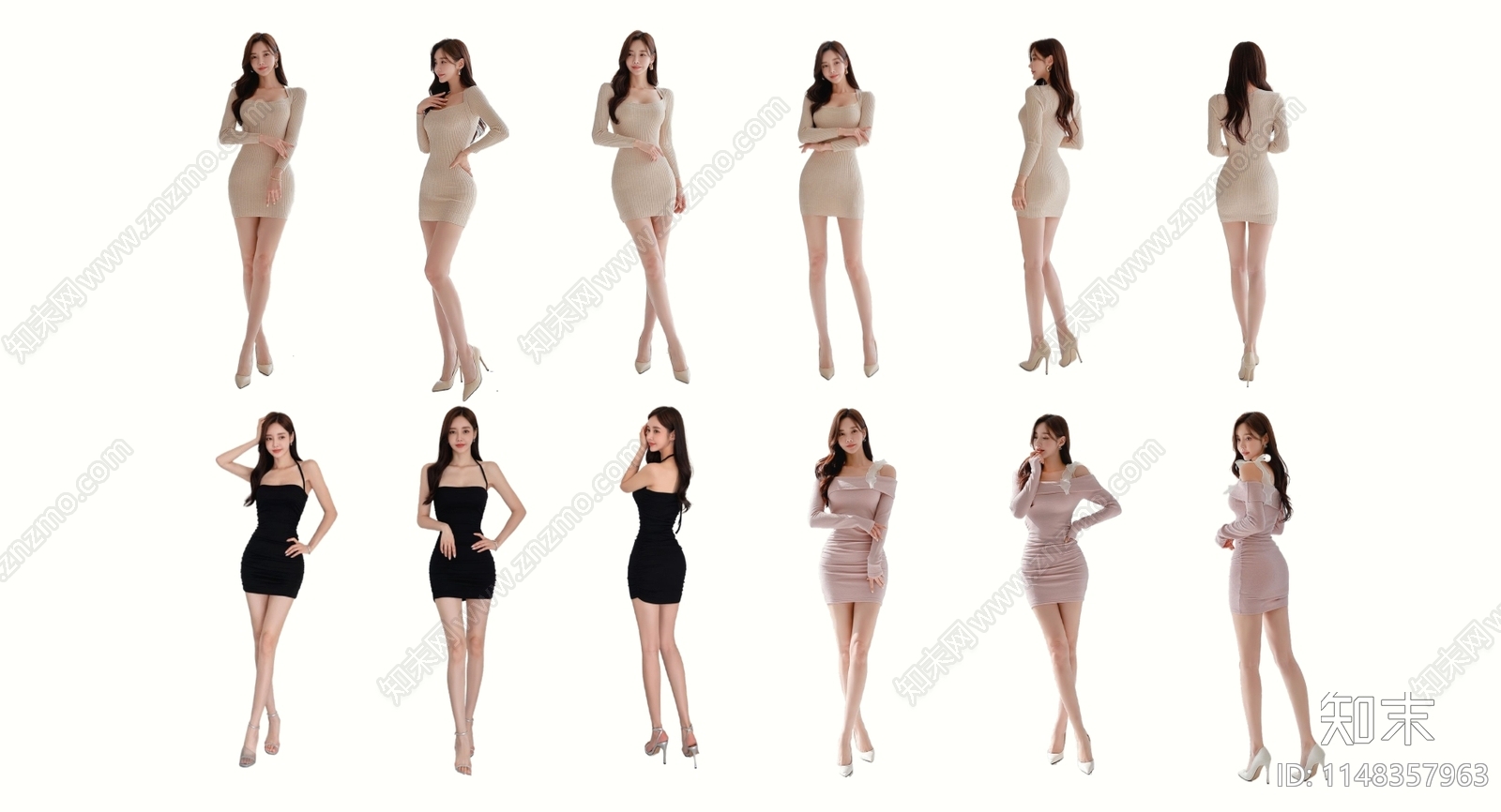 2D美女人物SU模型下载【ID:1148357963】_知末su模型网