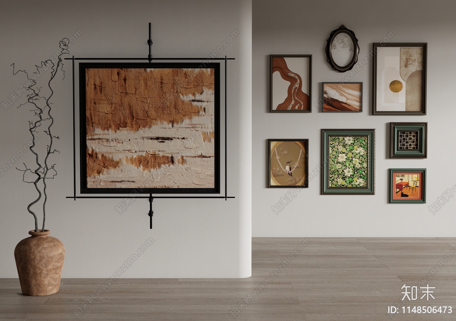 侘寂中古风装饰画3d模型下载【id1148506473】知末3d模型网