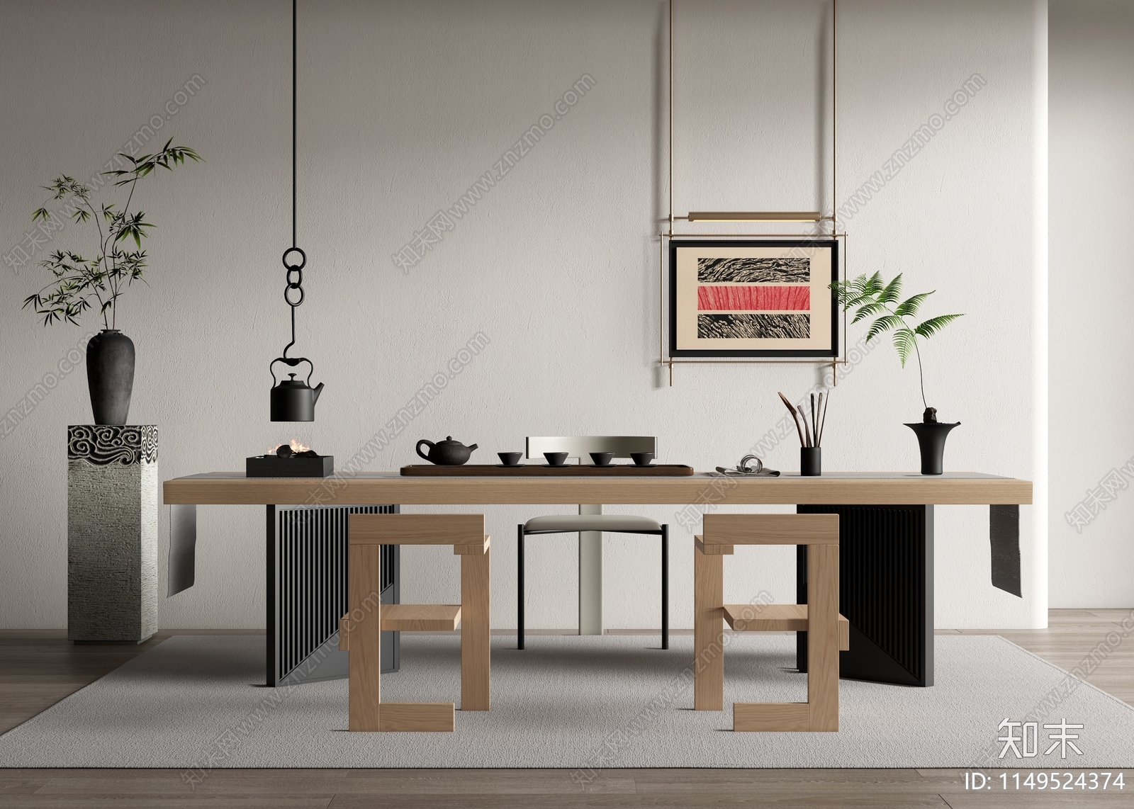 现代茶桌椅组合3d模型下载【id1149524374】知末3d模型网