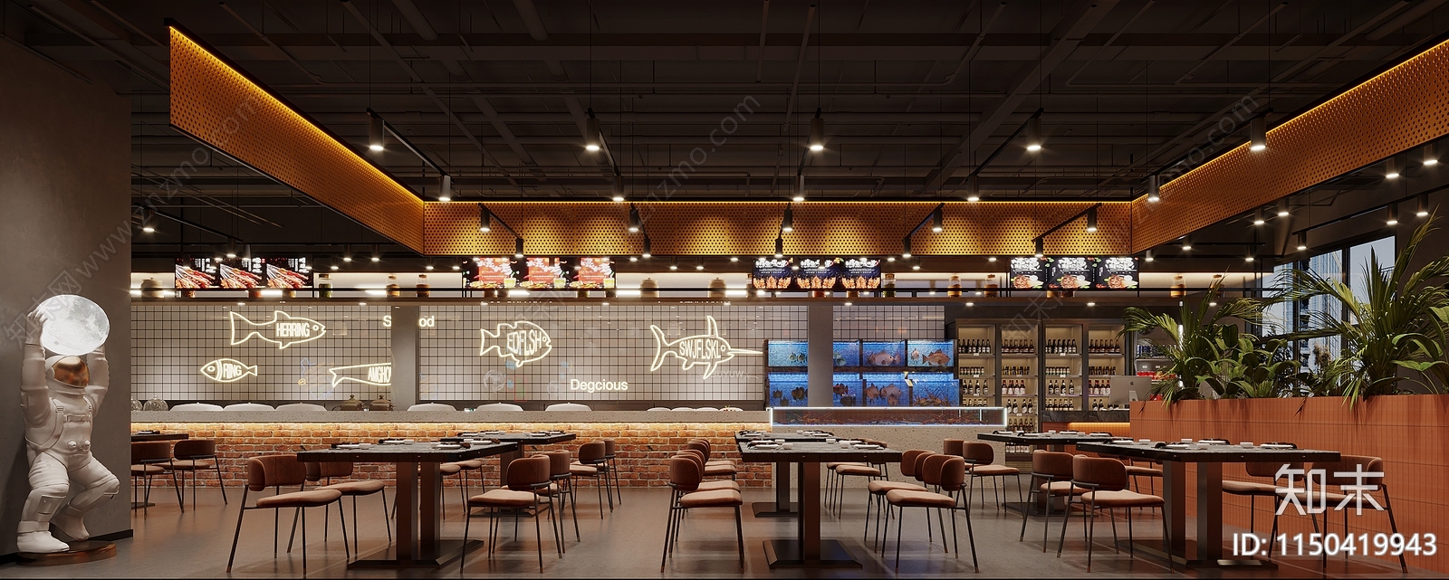 现代火锅店3d模型下载【id1150419943】知末3d模型网
