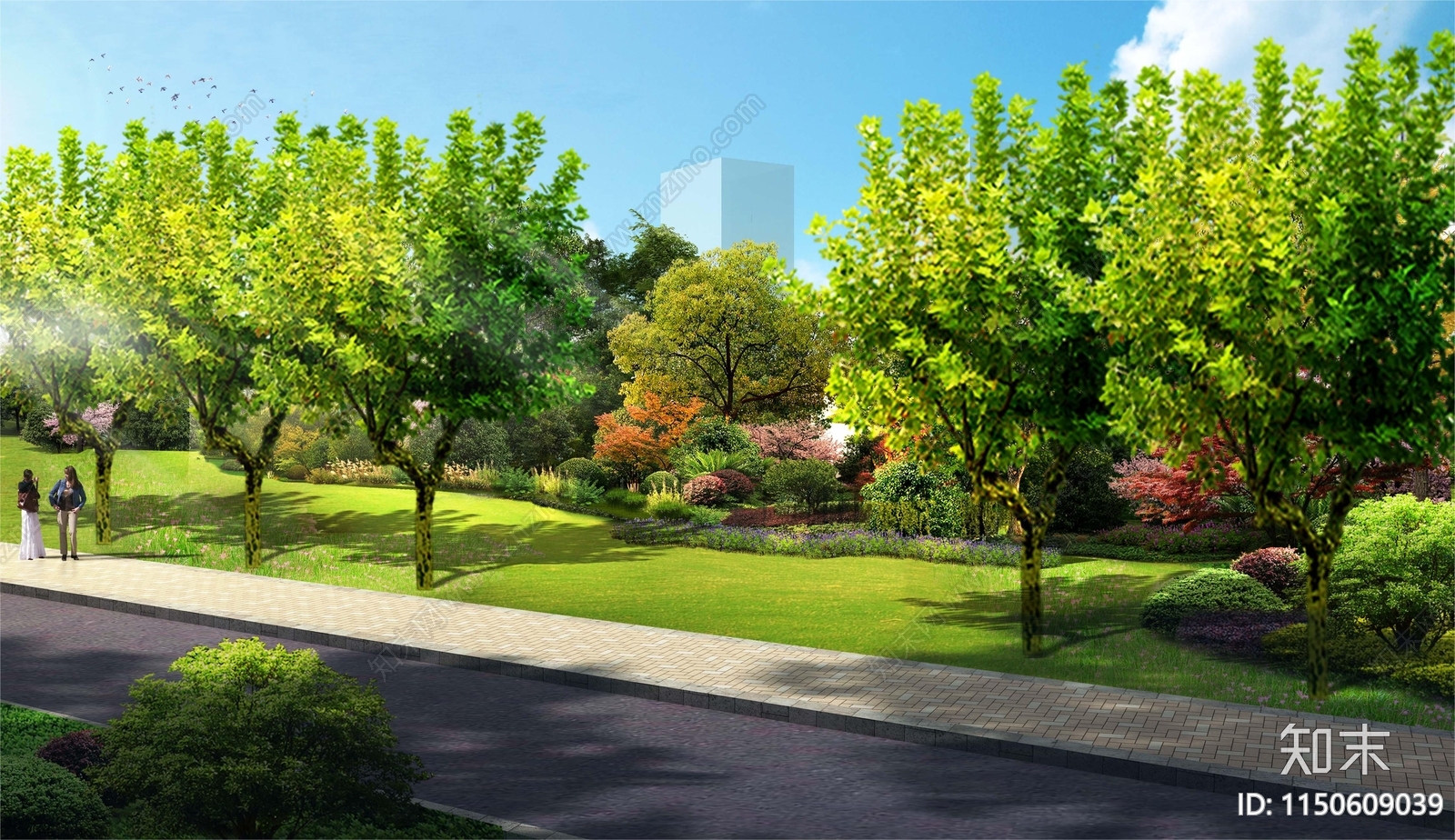 Psd免抠市政道路绿化带植物景观效果图下载【id1150609039】undefined