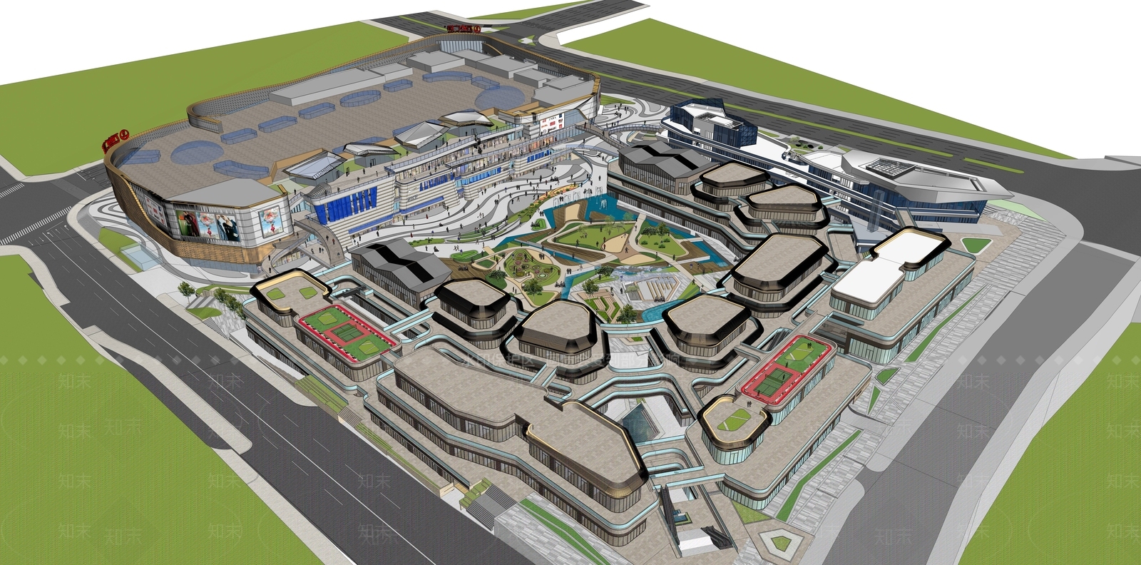 重庆江津现代万达商业综合体SU模型下载【ID:1154370400】_知末su模型网