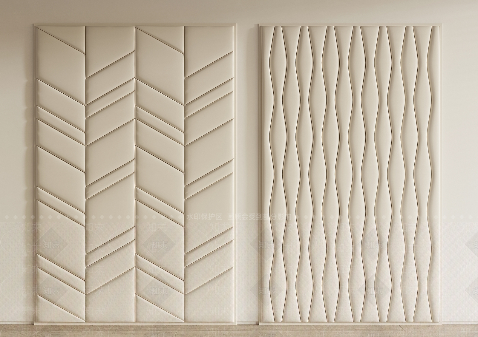 现代硬包护墙板SU模型下载【ID:1155120197】_知末su模型网