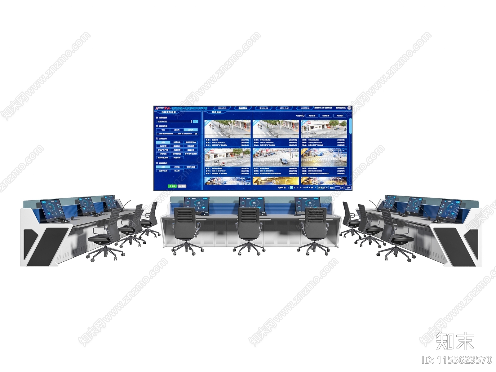现代指挥中心工作台3d模型下载【id1155623570】知末3d模型网