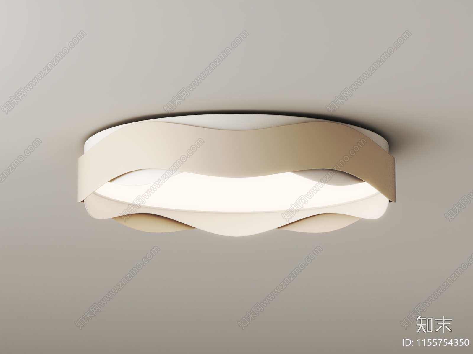 现代奶油风吸顶灯3d模型下载【id1155754350】知末3d模型网