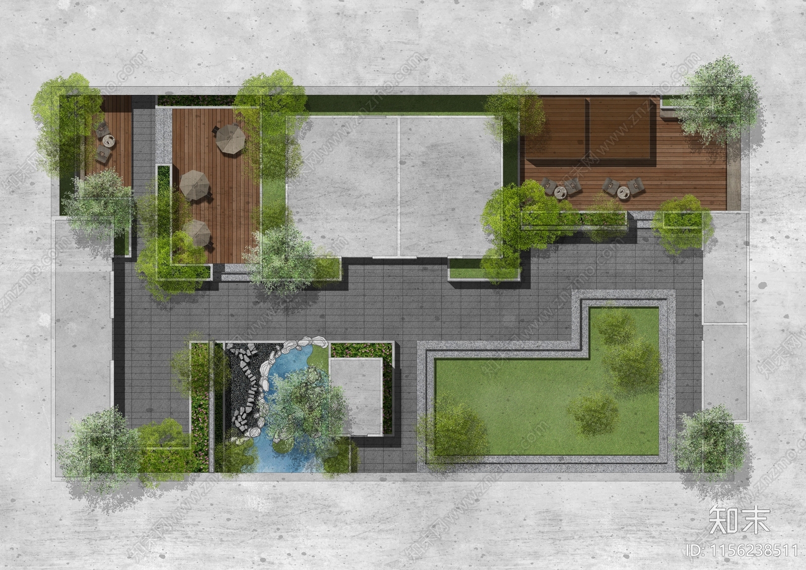 PSD免抠休闲屋顶花园彩平图贴图下载【ID:1156238511】_【知末网贴图库】