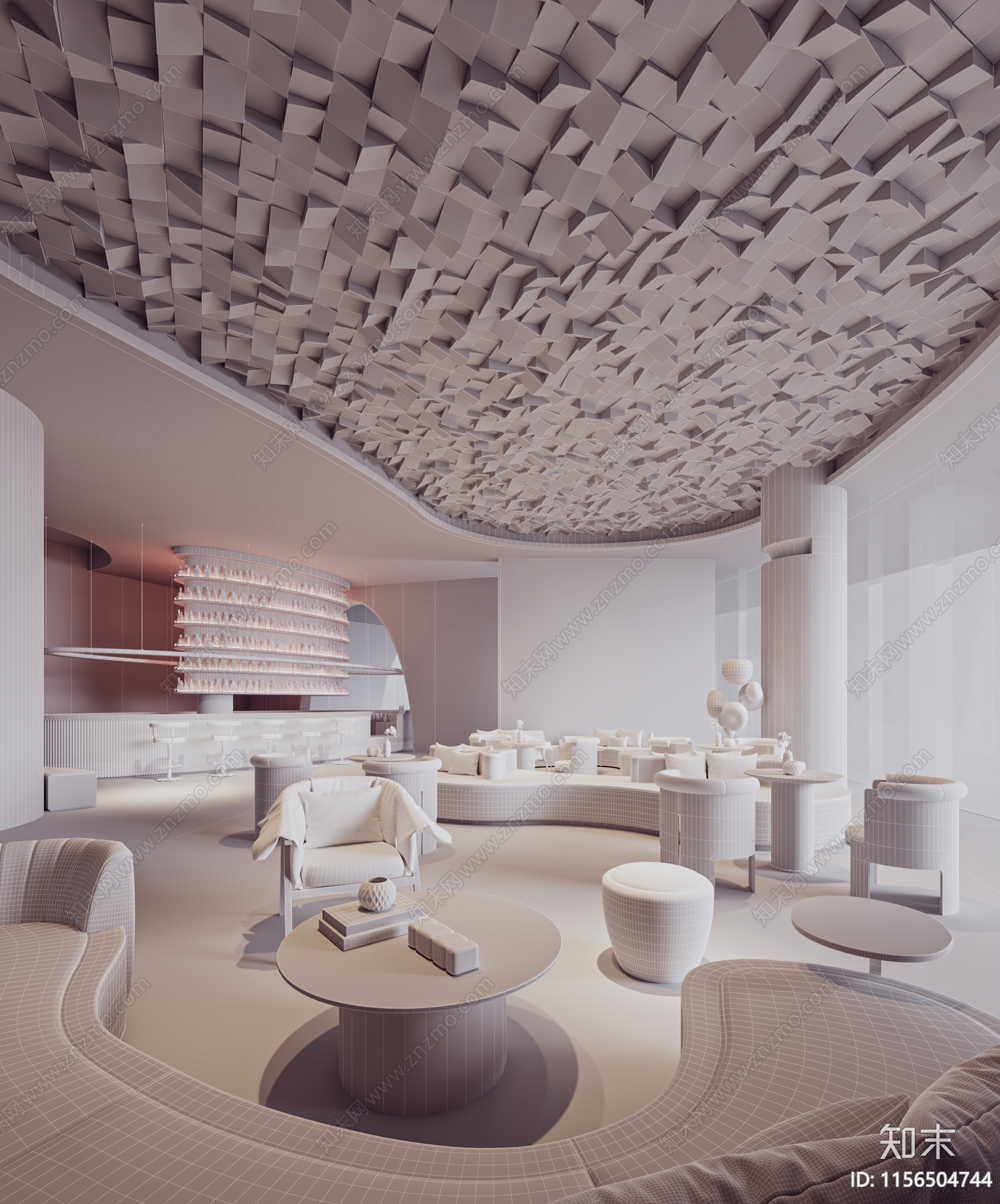 【3d悬赏模型】wjid黄全设计现代风格酒店休息区3d模型下载【id1156504744】知末3d模型网