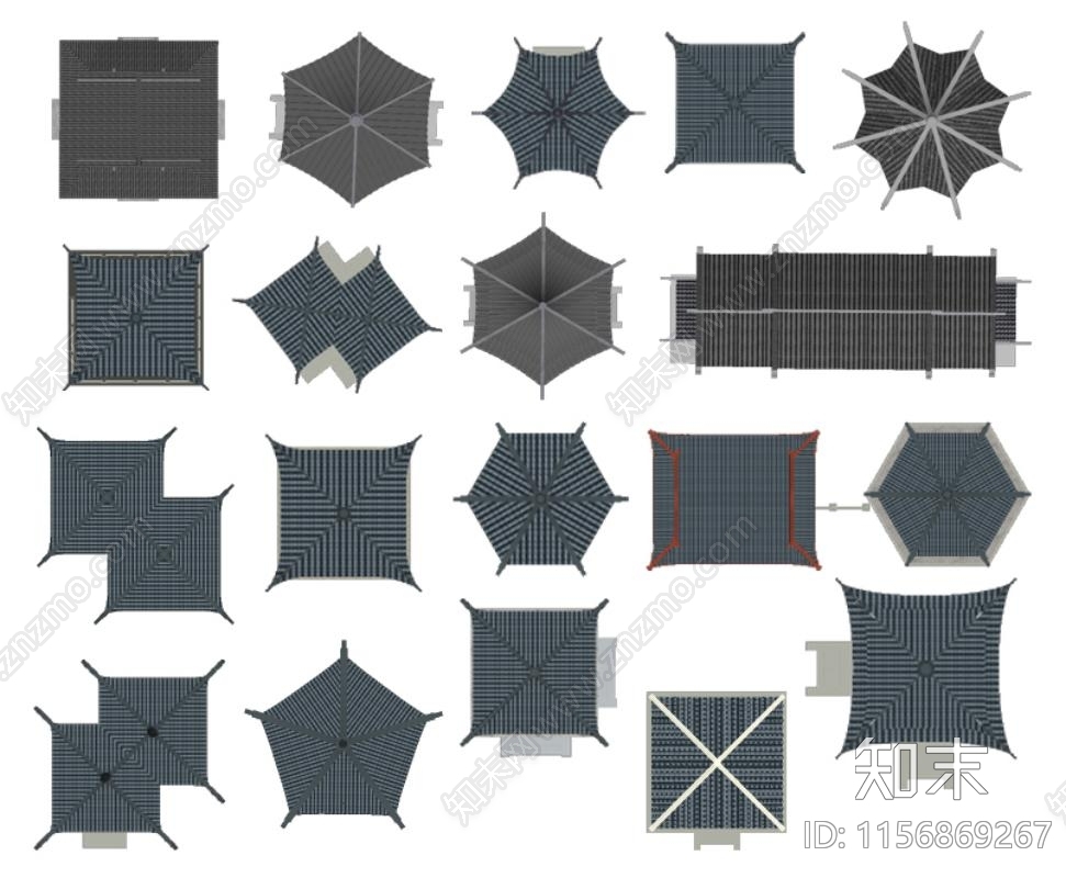 PSD免抠亭子屋顶平面下载【ID:1156869267】undefined