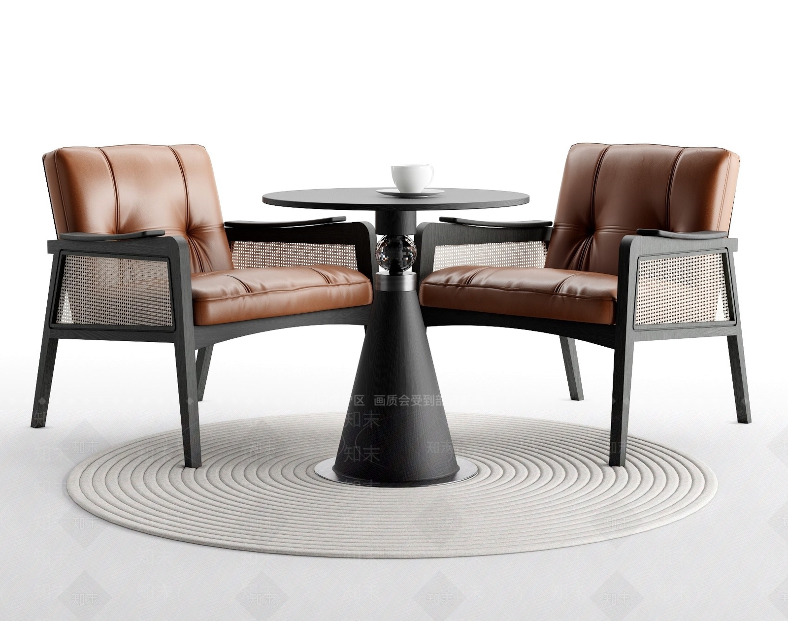 Poltrona侘寂休闲桌椅组合SU模型下载【ID:1157402490】_知末su模型网