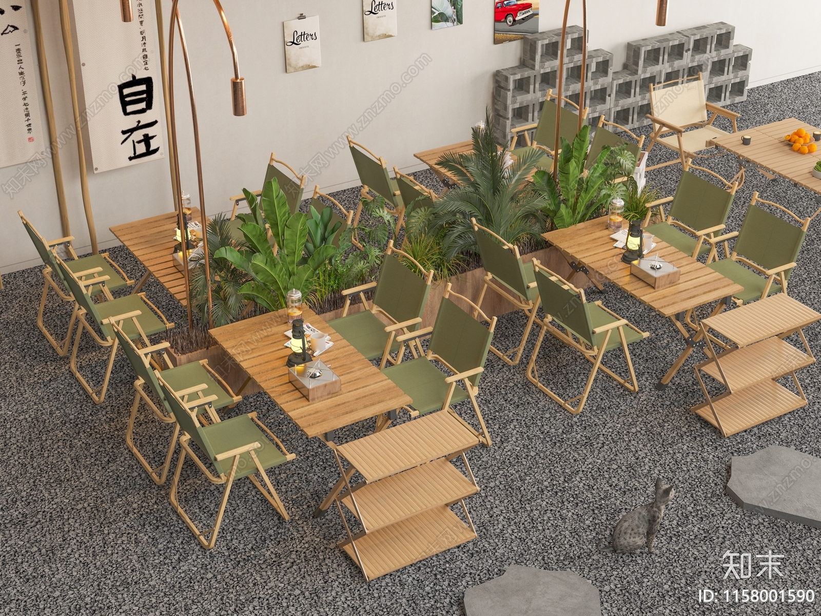 现代户外桌椅组合3d模型下载【id1158001590】知末3d模型网